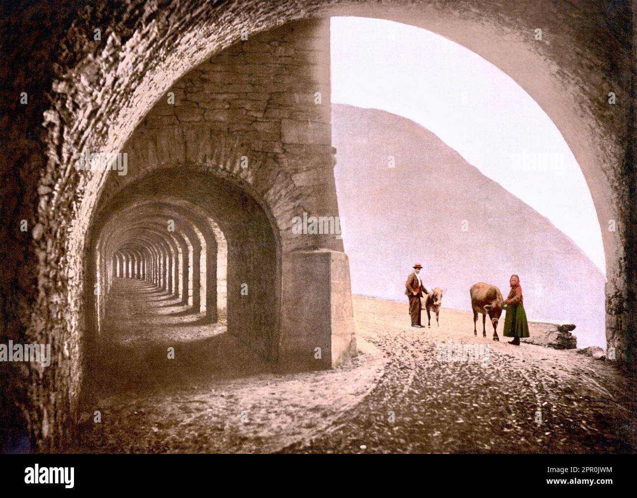 Winter Gallery, Simplon Pass, Valais, Switzerland 1890 Stock Photo - Alamy