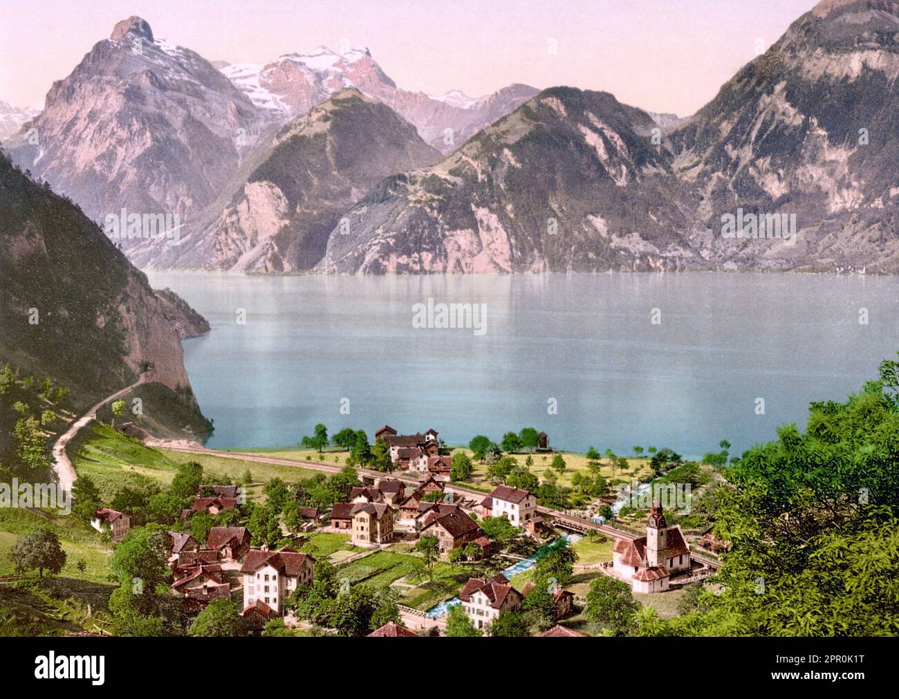Sisikon and Lake Lucerne, Uri, Switzerland 1890 Stock Photo - Alamy