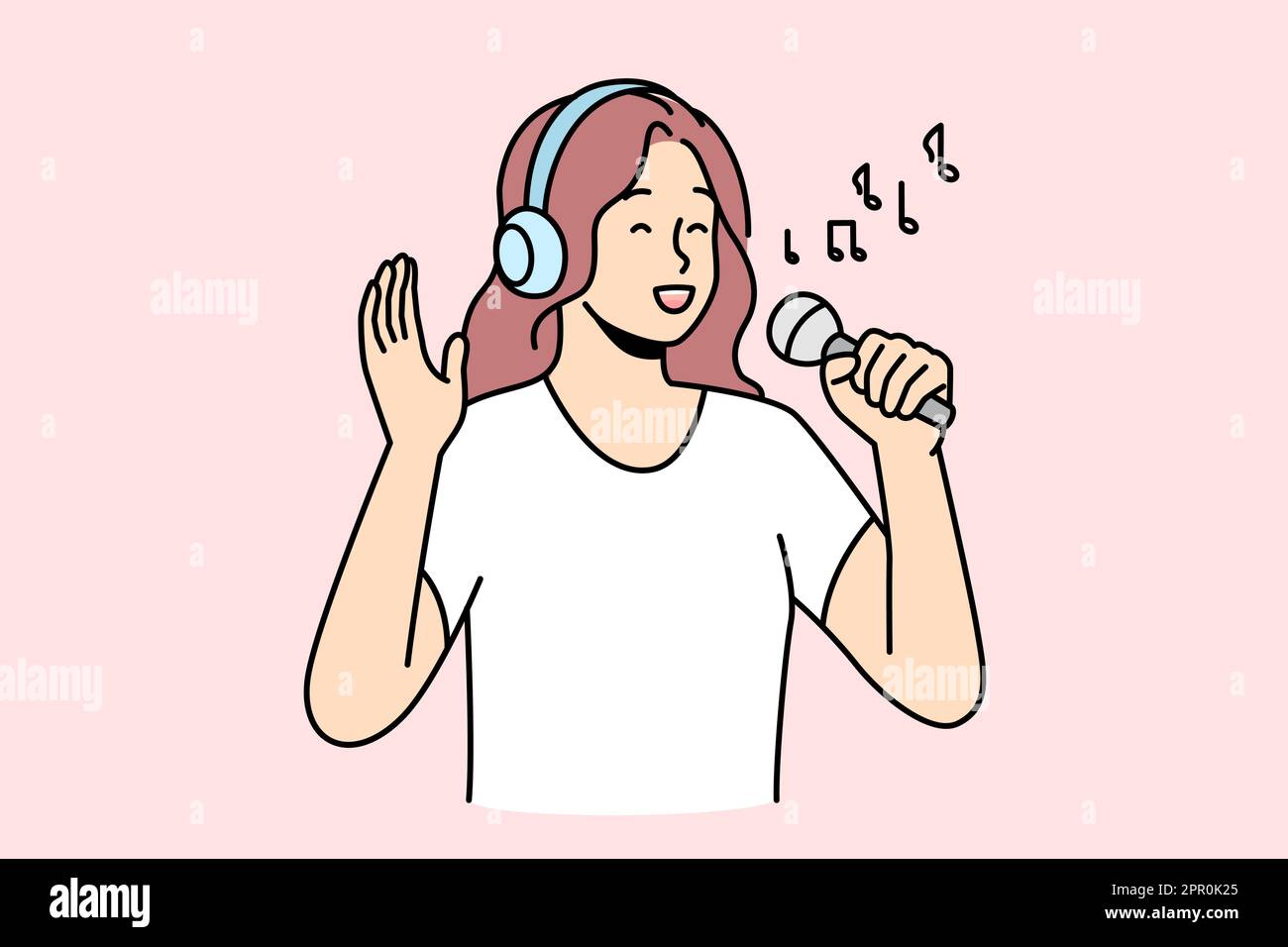 Happy girl singing music Stock Vector Images - Alamy
