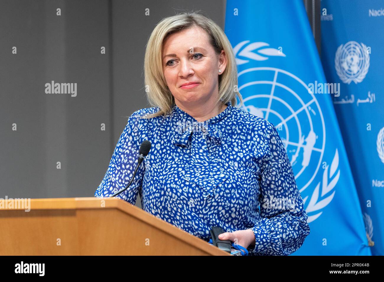 New York, USA. 25th Apr, 2023. Spokesperson Maria Zakharova attends ...