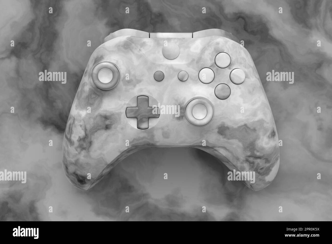 Realistic video game joystick with black marble texture on black ...