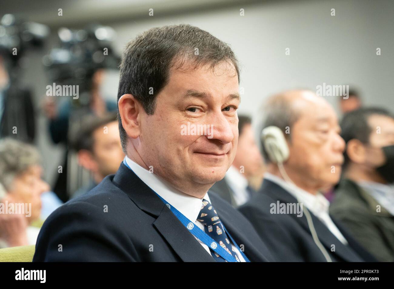 New York, USA. 25th Apr, 2023. Dmitry Polyanskiy attends briefing by ...