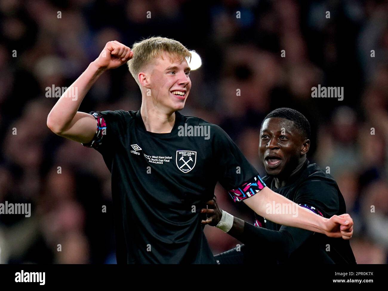 West Ham United's Kaelan Casey (left) celebrates scoring their side's ...