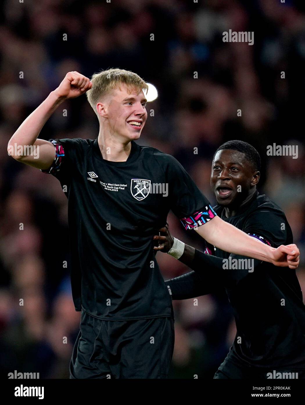 West Ham United's Kaelan Casey (left) celebrates scoring their side's ...