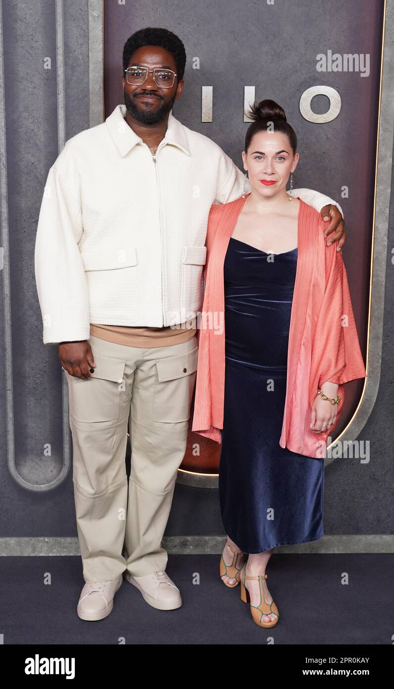 Chinaza Uche (left) attends the global premiere of Silo, at Battersea Power Station in London ...