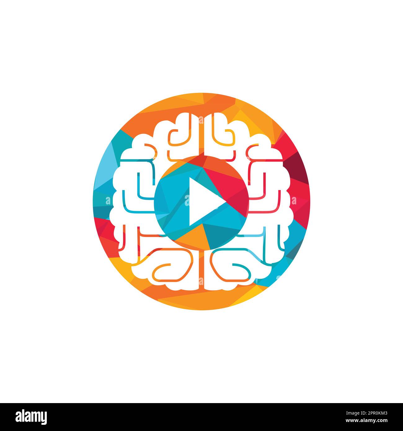 Brain media player vector logo design. Mind play logo template design ...