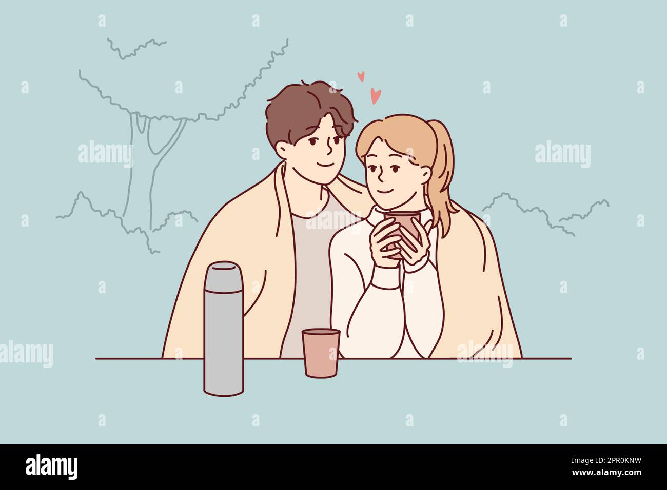 Couple drinking tea coffee Stock Vector Images - Alamy