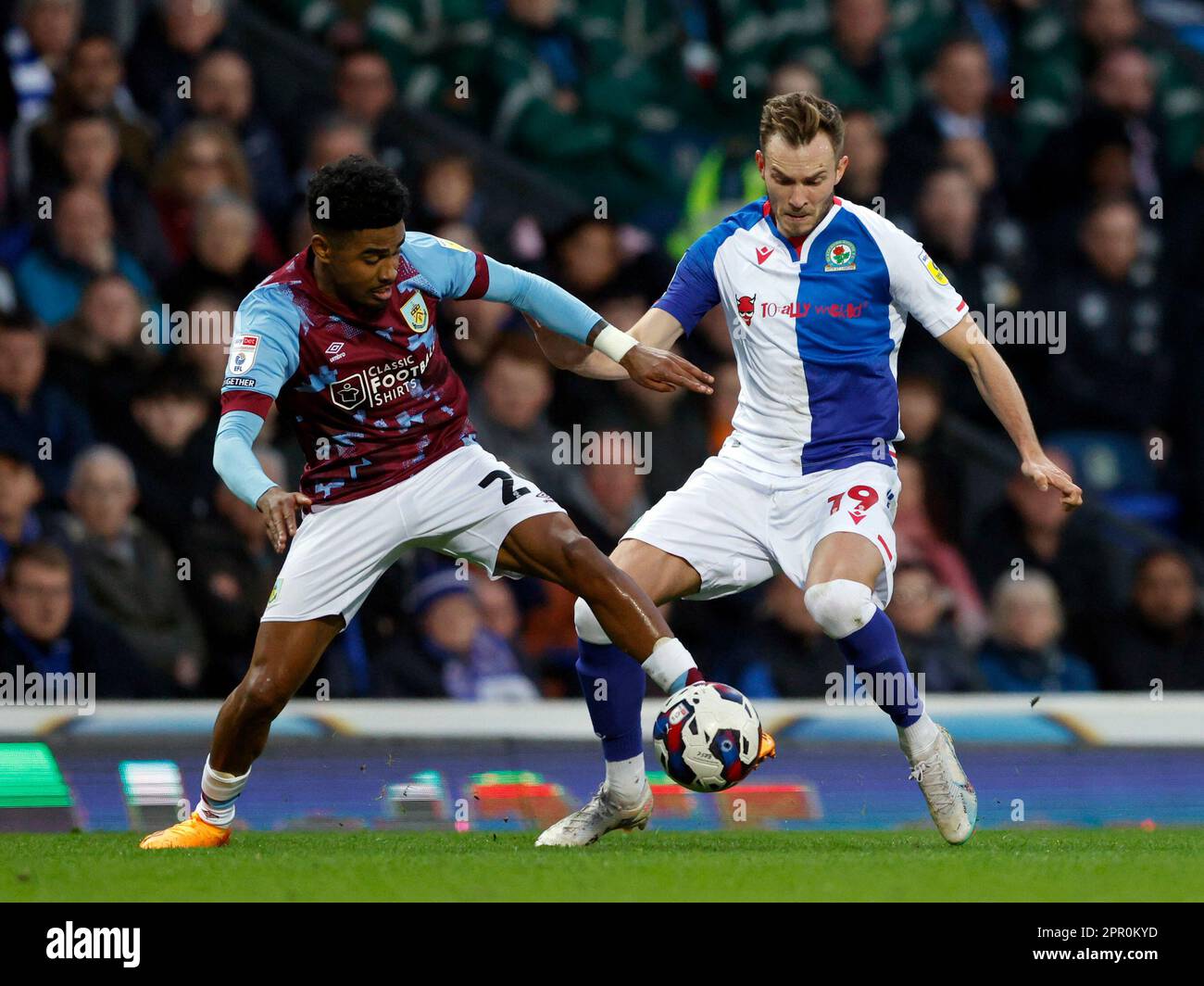 Burnley's Ian Maatsen (left) and Blackburn Rovers' Ryan Hedges during ...