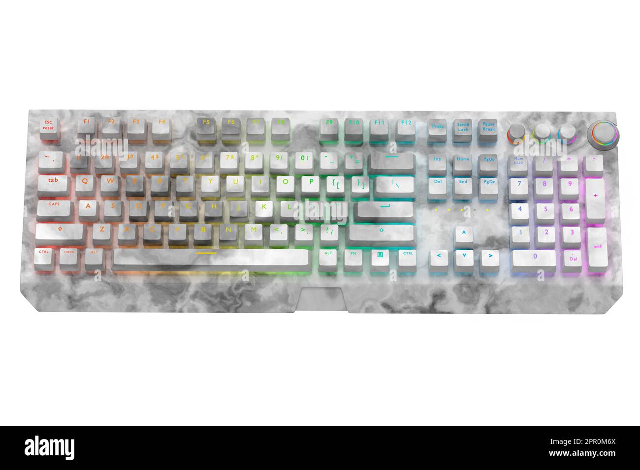 Realistic computer keyboard with black marble texture isolated on white ...