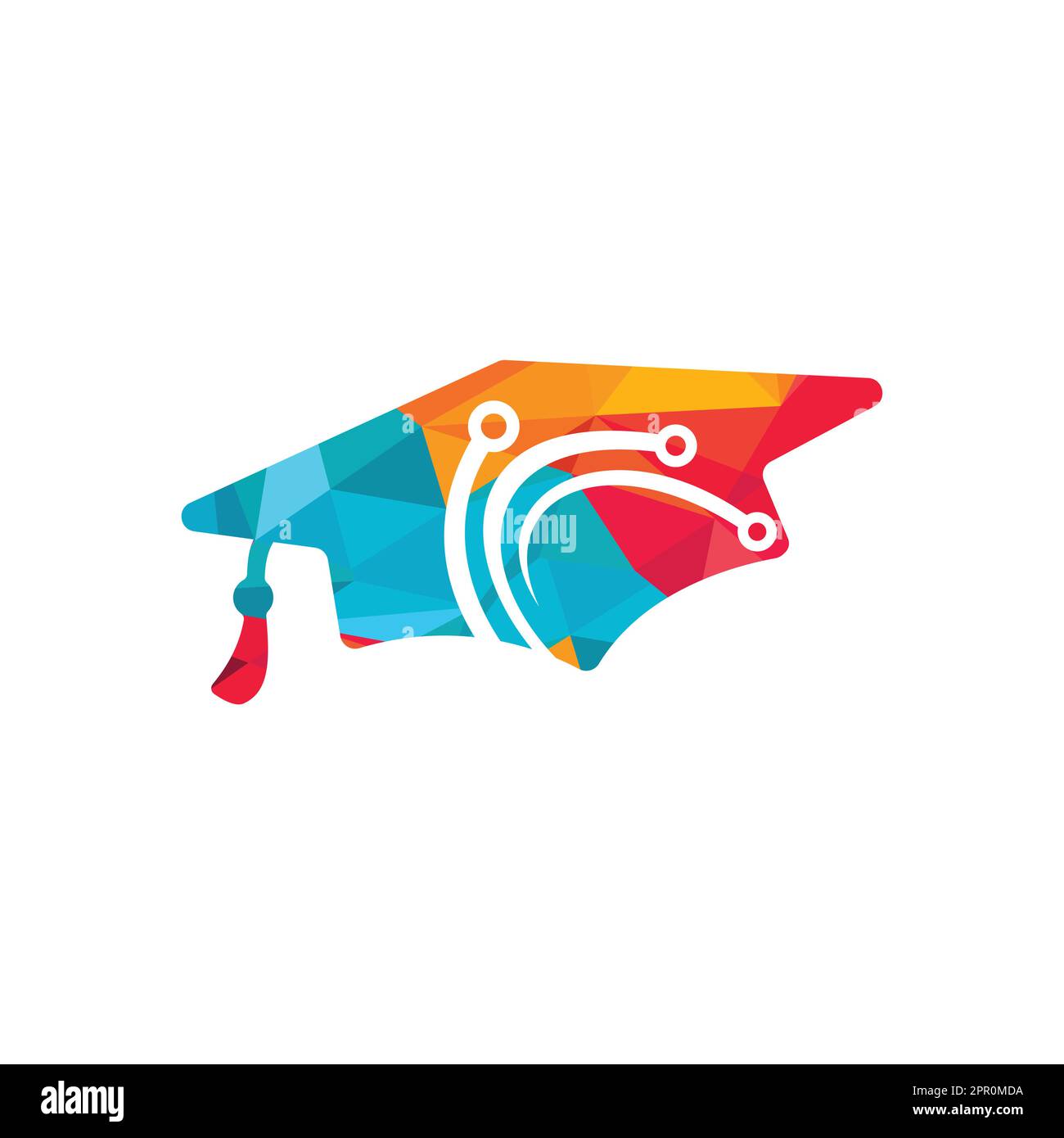 Artificial intelligent technology with graduation cap logo design. IT ...