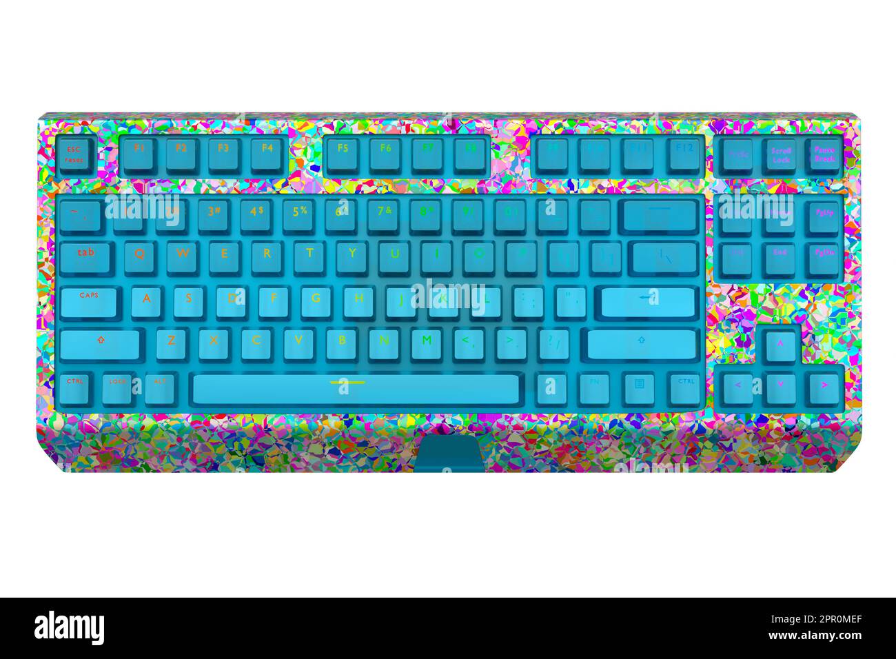 Realistic Computer Keyboard With Seamless Wavy Pattern Isolated On White Background 3d Render