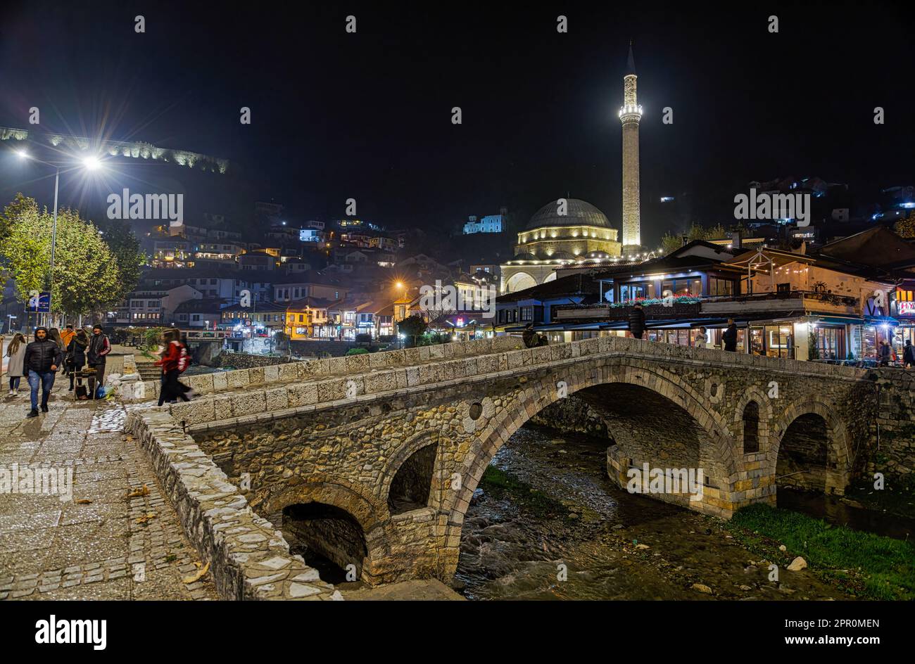 Prizren night by river Bistrica in Kosovo Stock Photo - Alamy