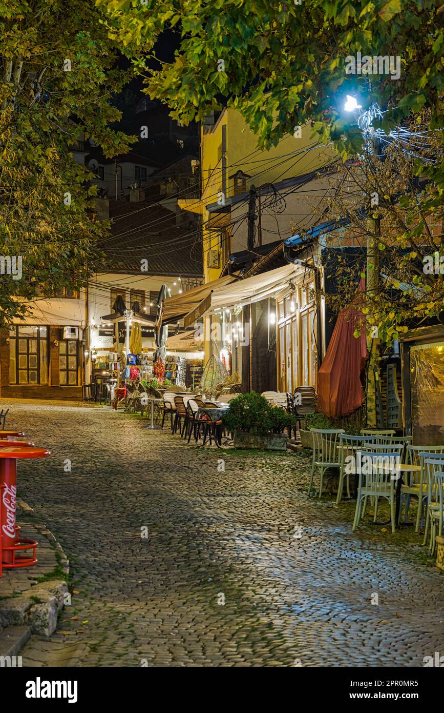Prizren old city center by night in Kosovo Stock Photo - Alamy