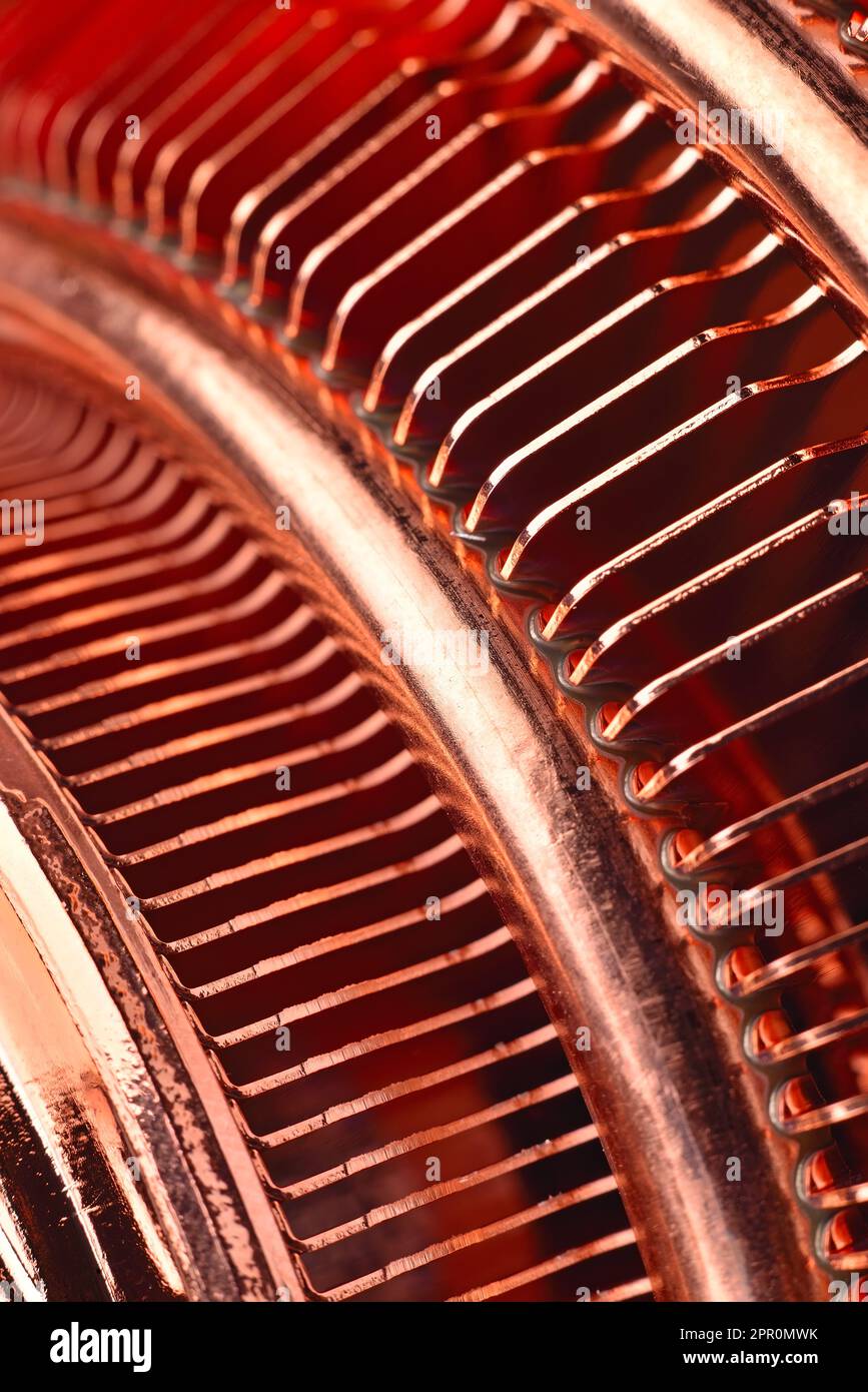 Copper cpu air cooler, Extra close up Stock Photo - Alamy