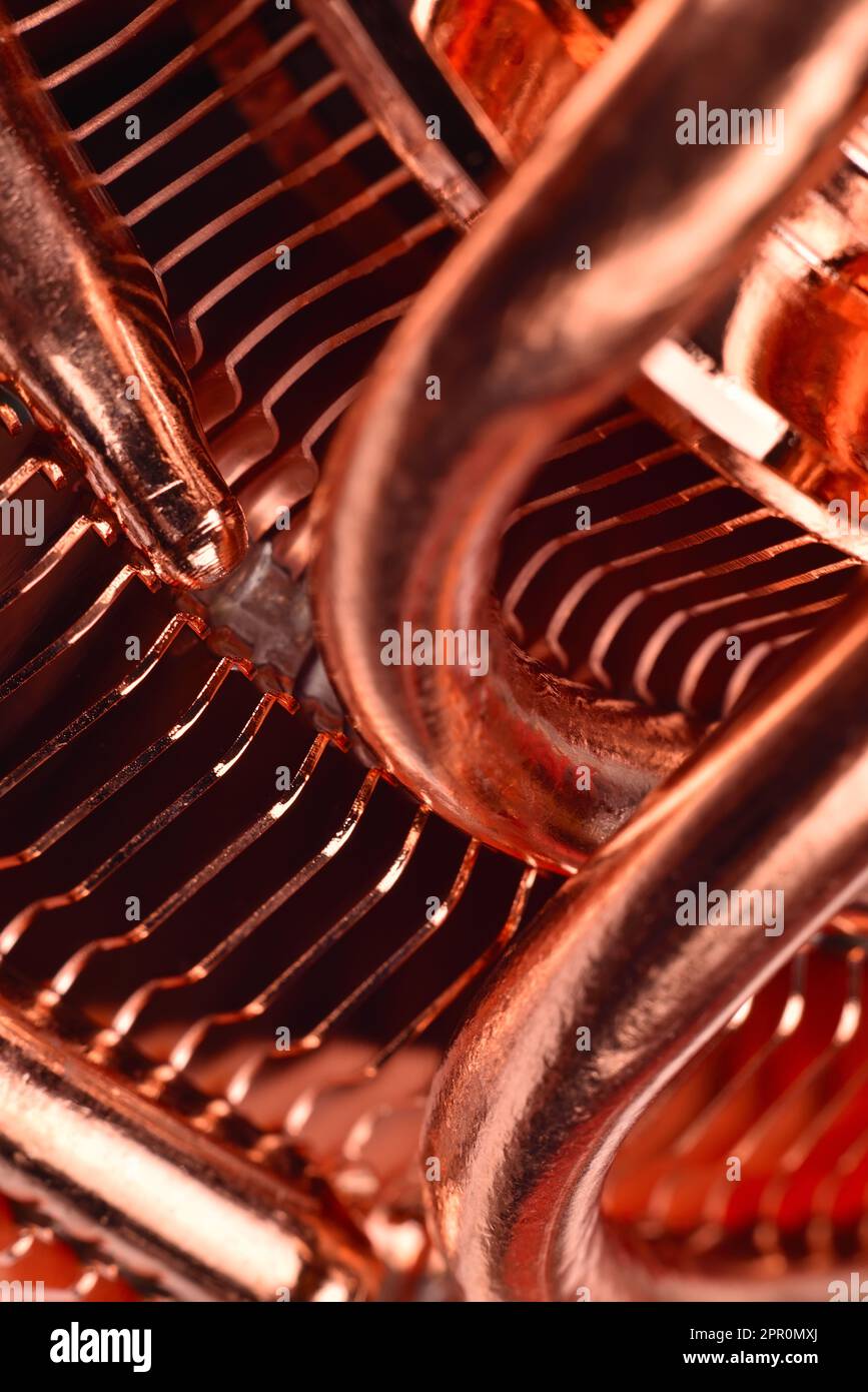 CPU cooler with heat pipes, close up Stock Photo - Alamy
