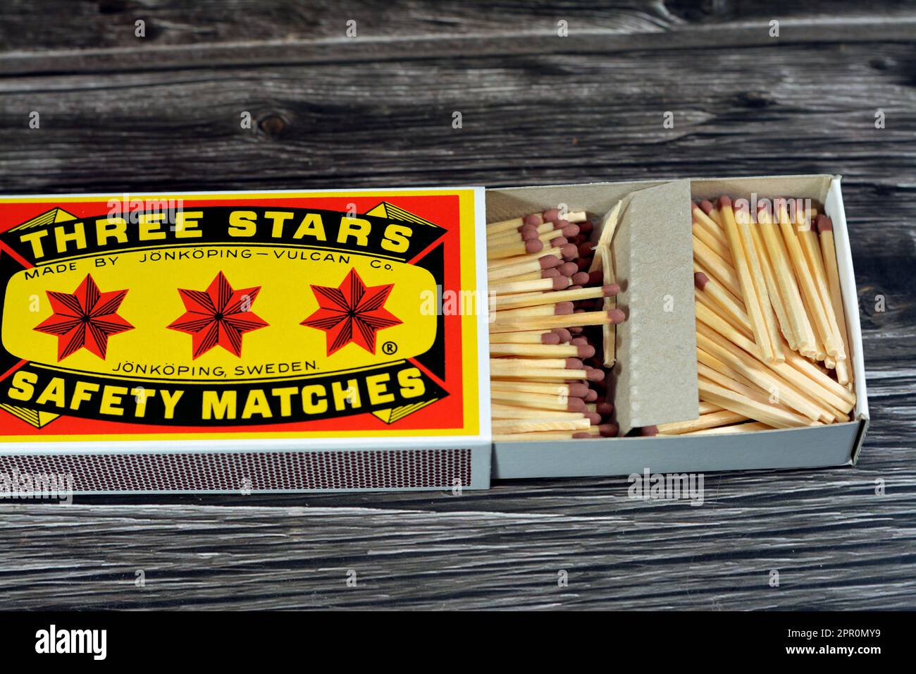 Cairo, Egypt, April 18 2023: Three stars safety matches Jonkoping ...