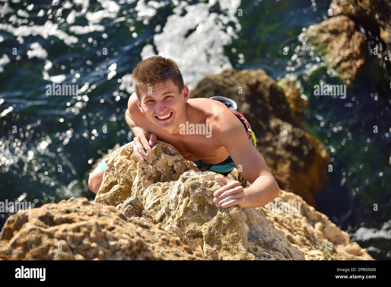 Happy rock climber hi-res stock photography and images - Alamy