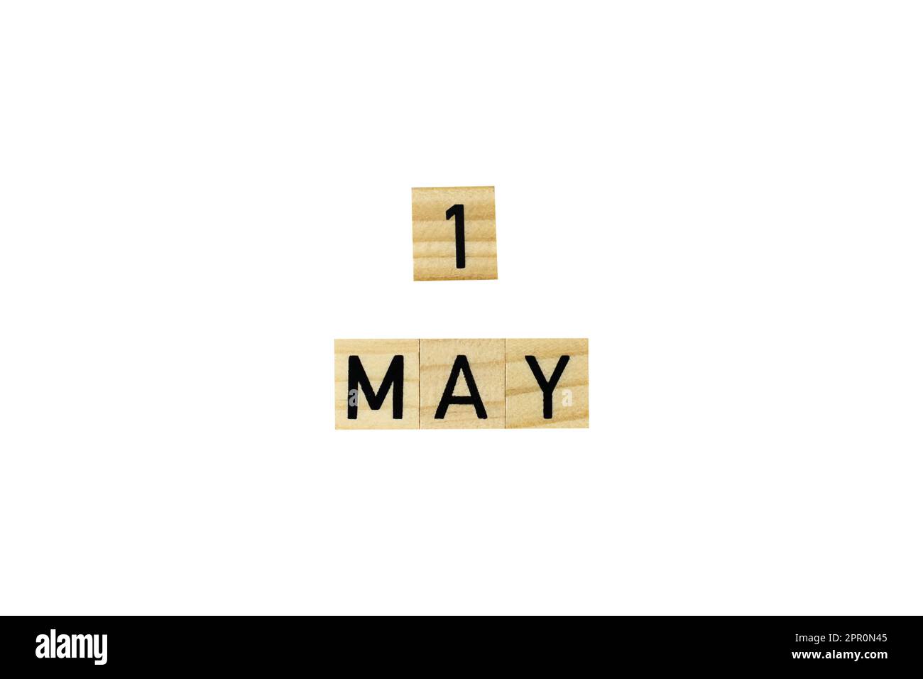 The word 1may in wooden letters on a white background Stock Photo - Alamy