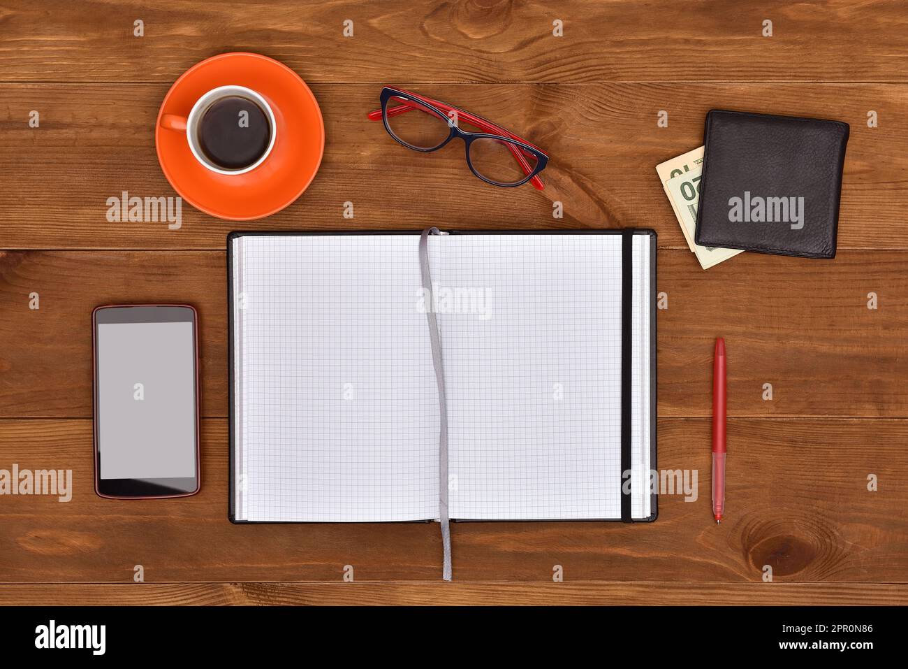 Workplace with office items and business elements on a desk Stock Photo ...