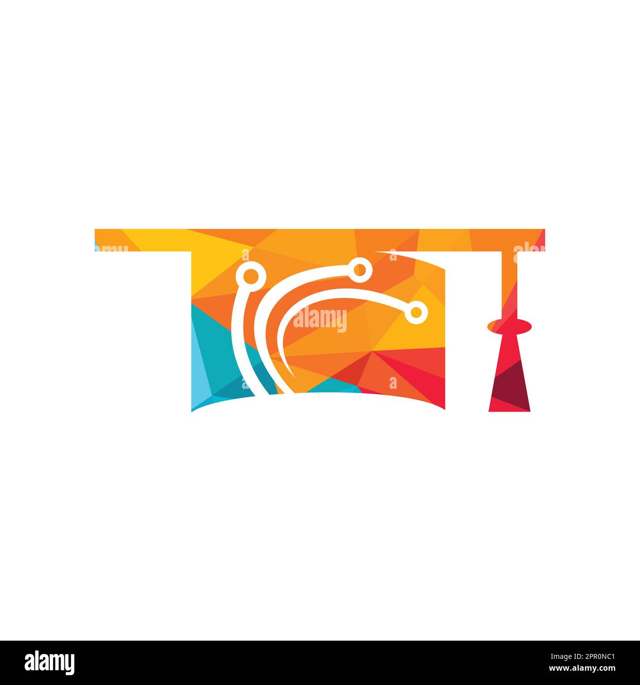 Artificial intelligent technology with graduation cap logo design. IT ...
