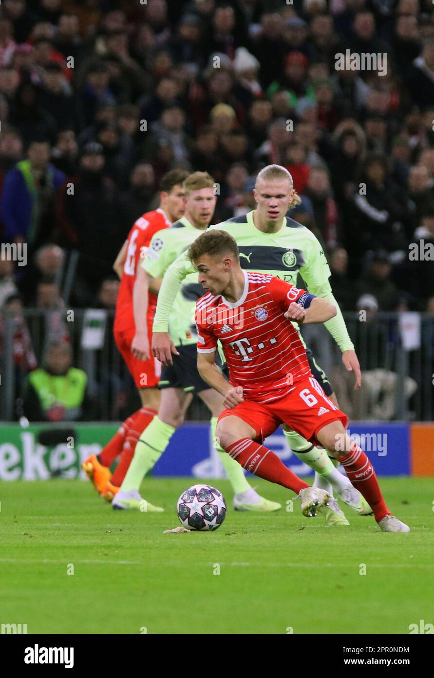 MUNICH, GERMANY - APRIL 19: #6 Joshua Kimmich vs #9 Erling HAALAND ...