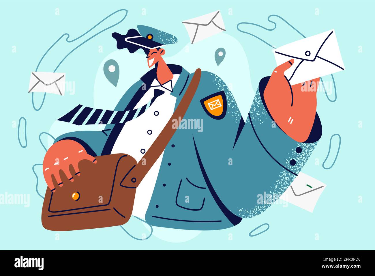 Smiling postman with letters in hands Stock Vector Image & Art - Alamy