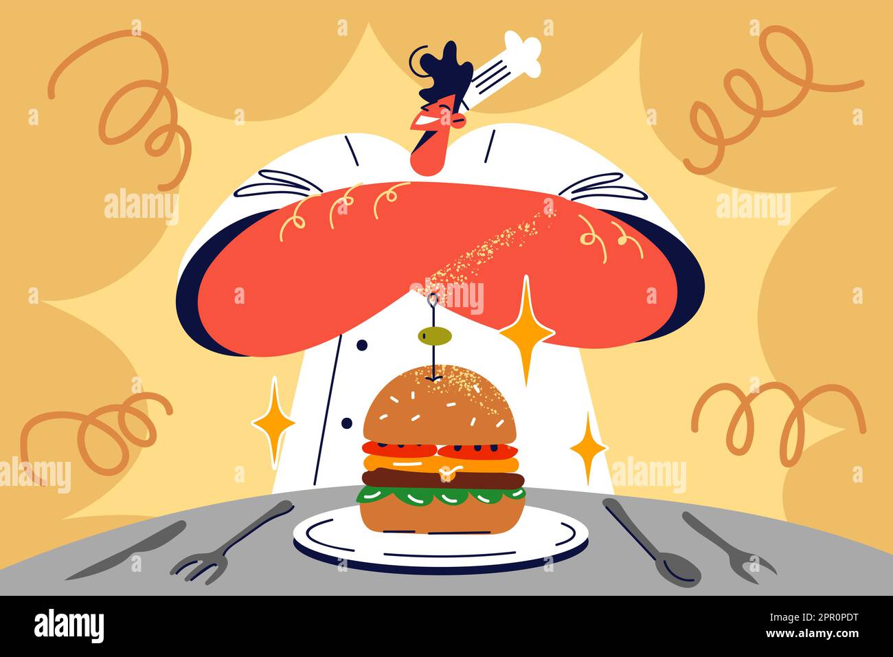 Gourmet burger kitchen Stock Vector Images - Alamy