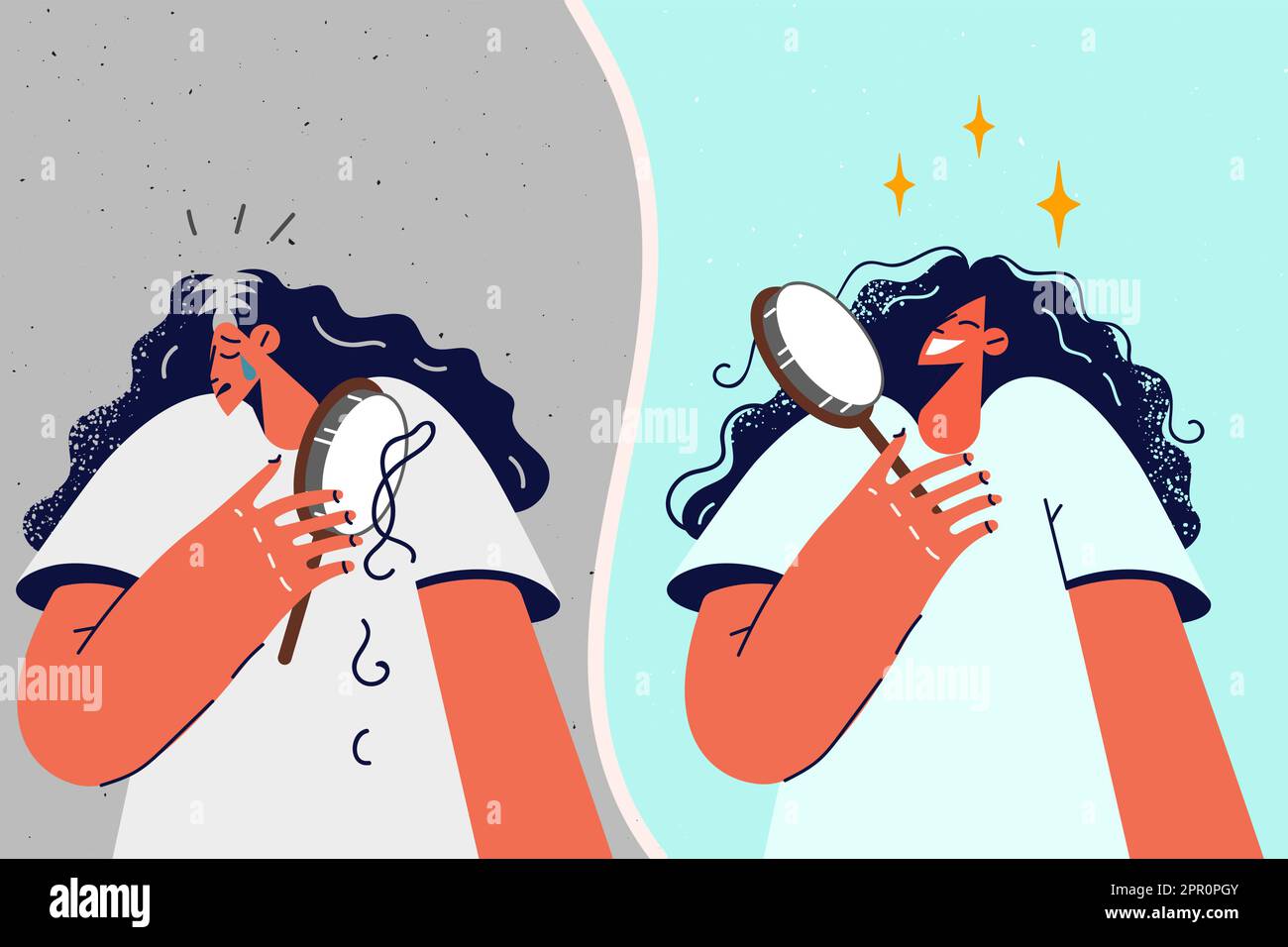 Hair comparison Stock Vector Images - Alamy