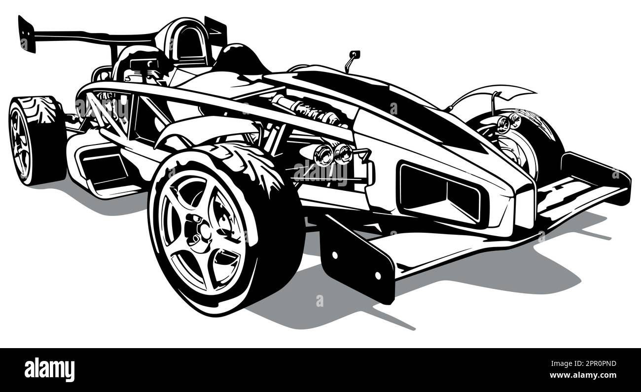 Drawing of a Sports Car in Formula One Design from Front View Stock ...