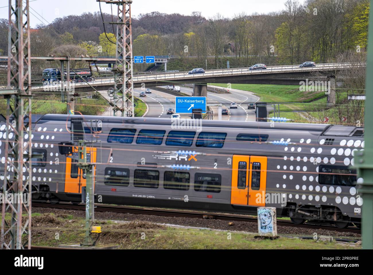 Regional Express, Rhine-Ruhr Express, RRX train on the railway line at ...