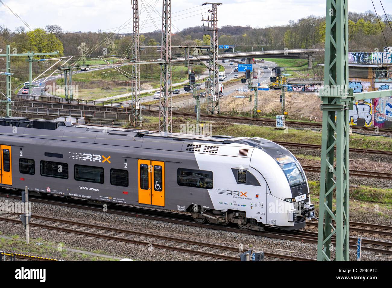 Regional Express, Rhine-Ruhr Express, RRX train on the railway line at ...