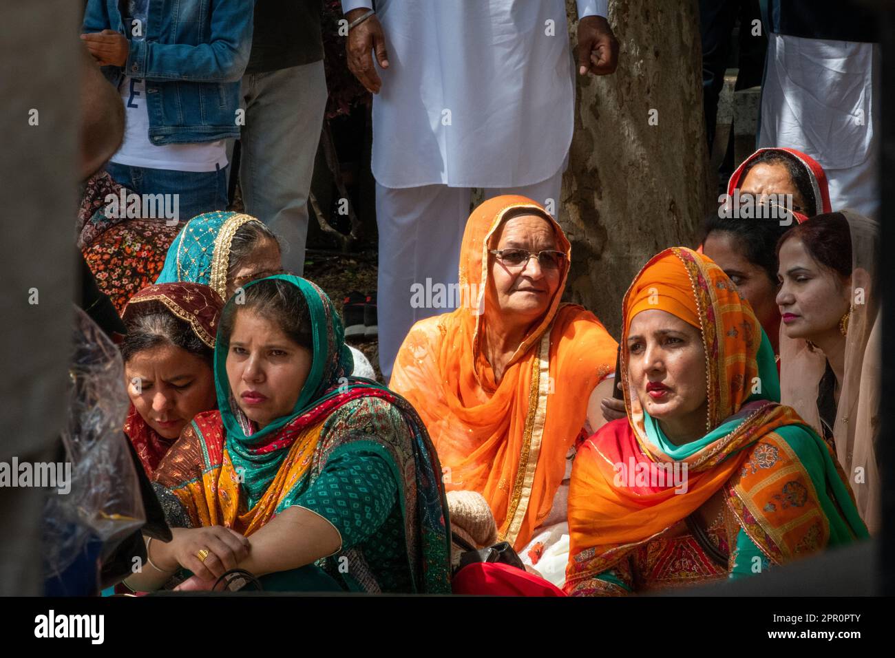 Sikh women take part during the procession for the Vaisakhi Nagar ...