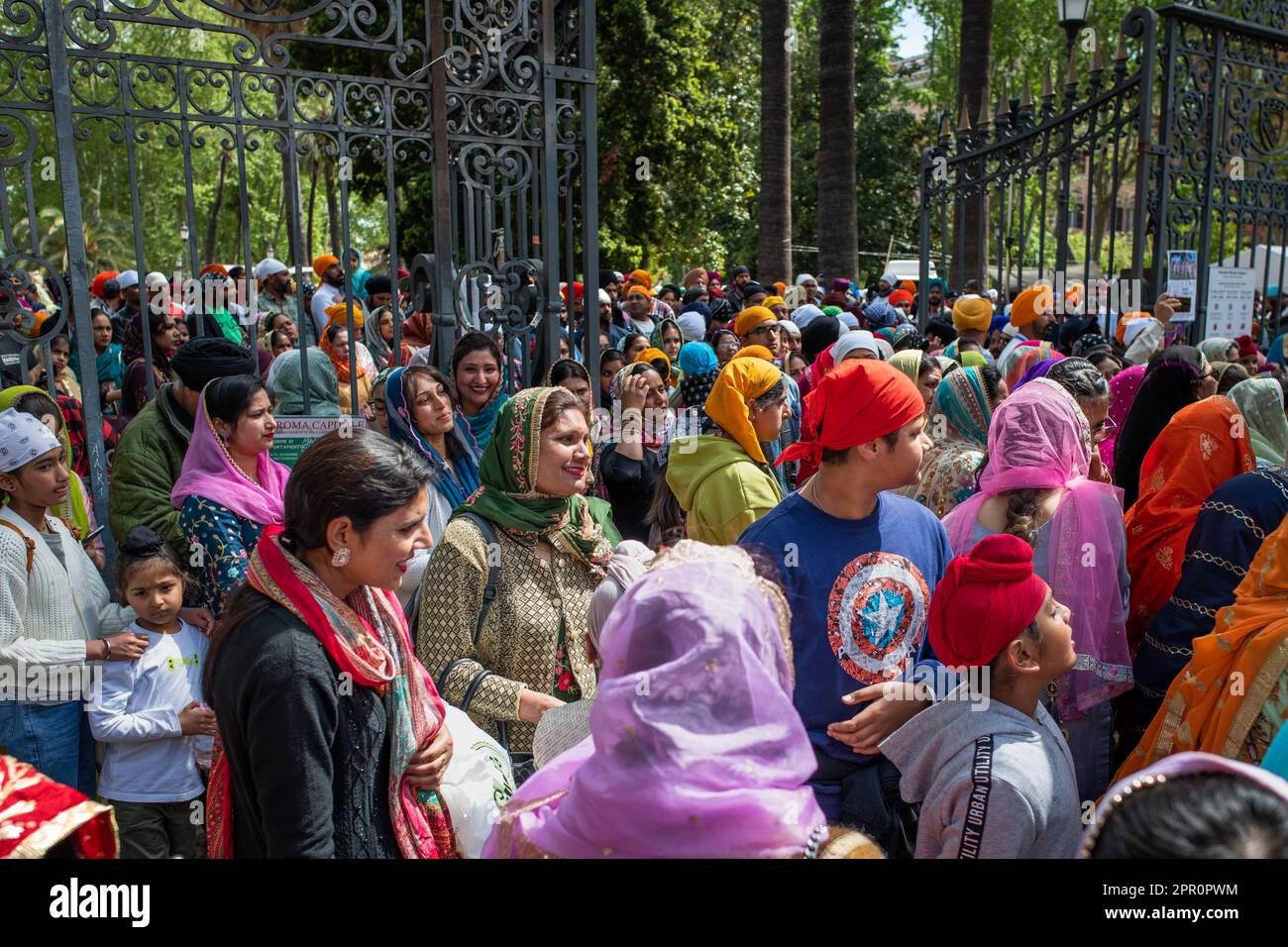 Sikh women with their children take part during the procession for the ...
