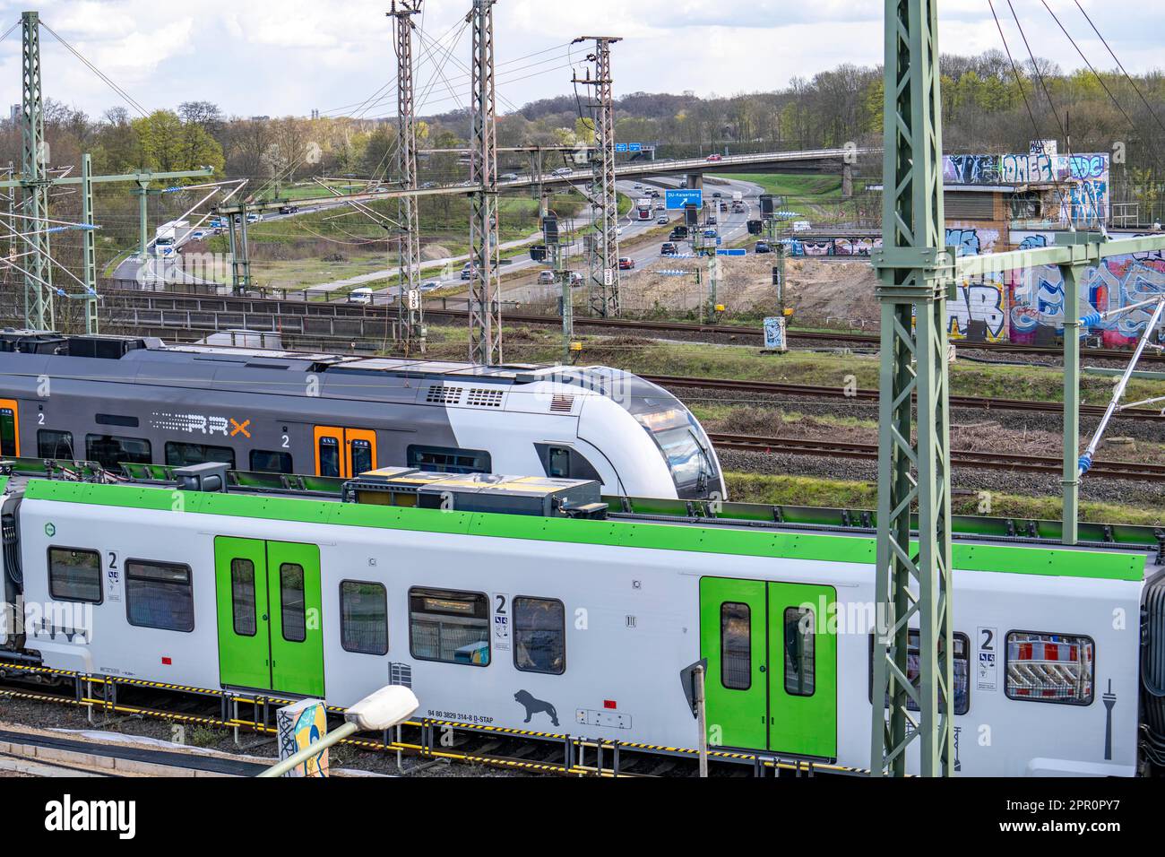 Regional Express, Rhine-Ruhr Express, RRX train on the railway line at ...