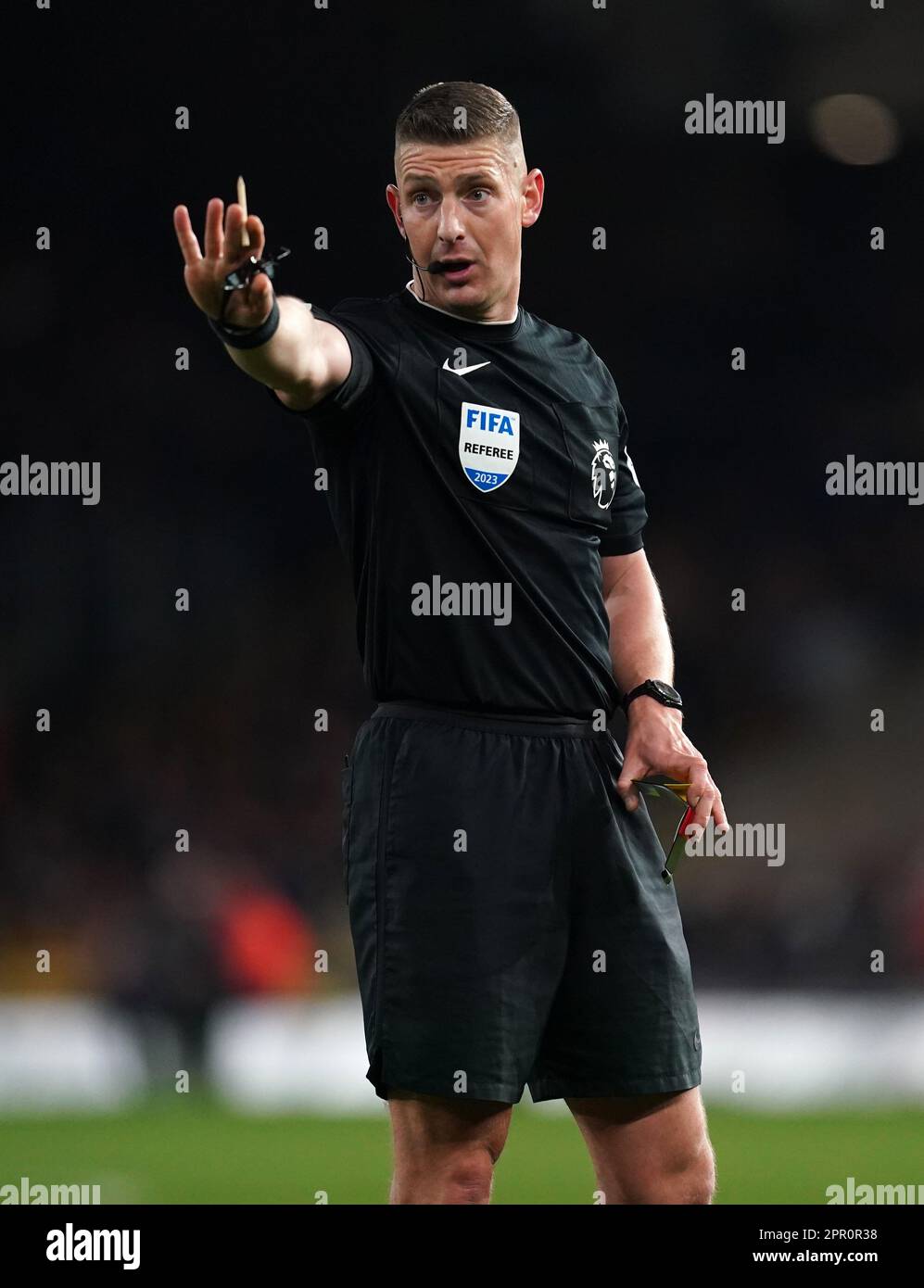 Referee Robert Jones during the Premier League match at Molineux ...