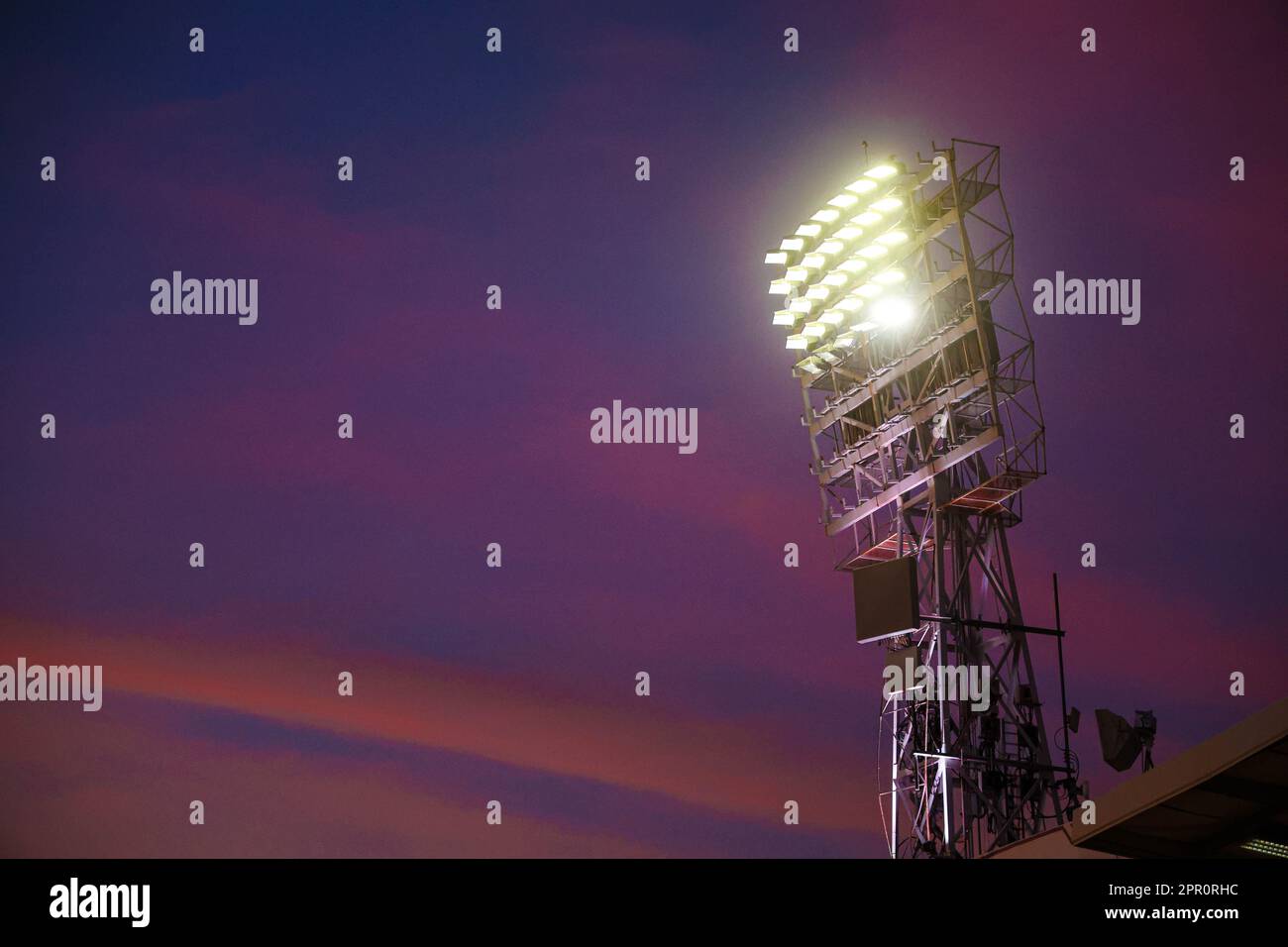 Lamps, luminaires and LED lights at sunset in the Hereo de Nacozari ...