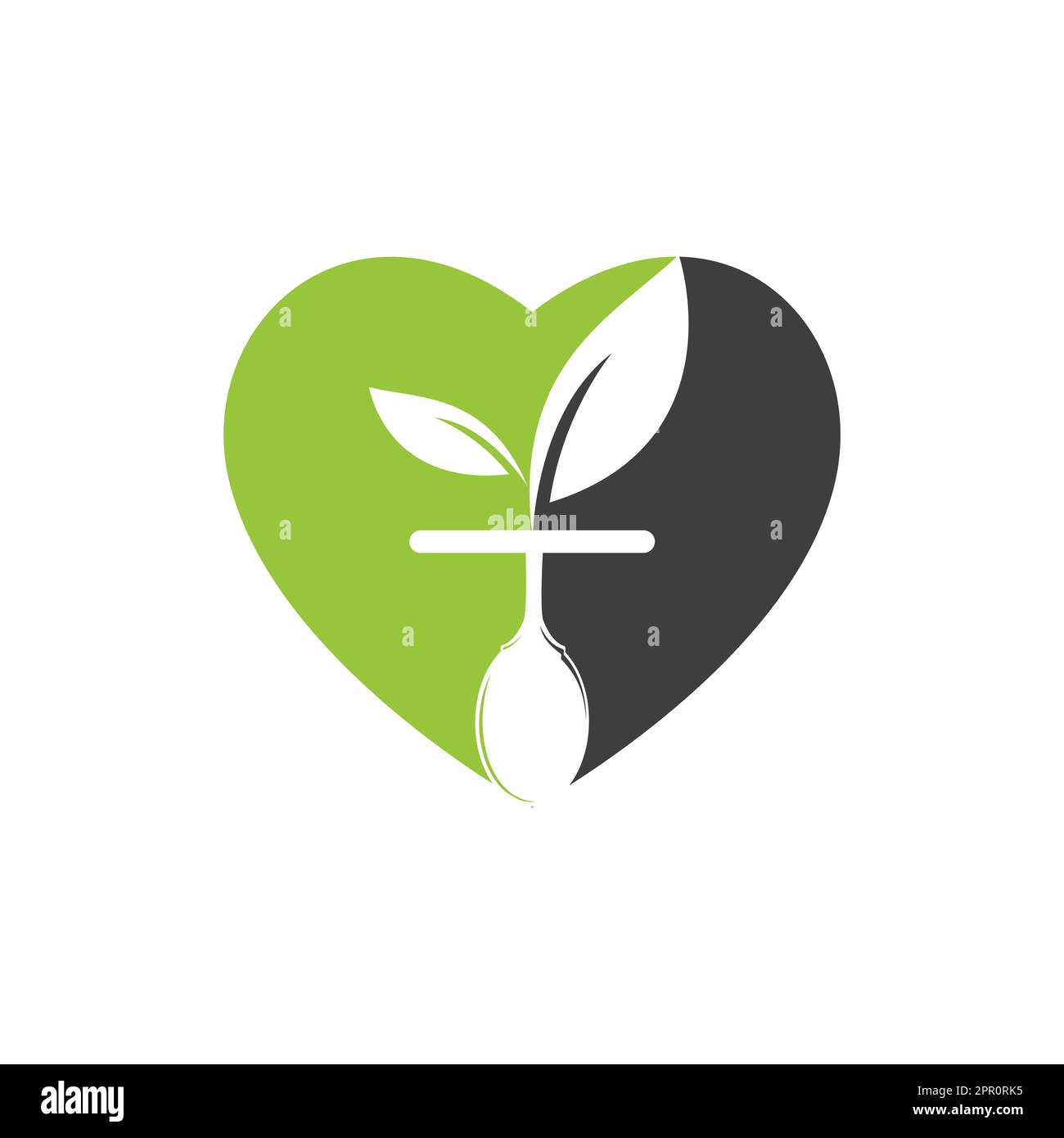 Healthy food logo template. Heart with spoon and leaf symbol Stock ...