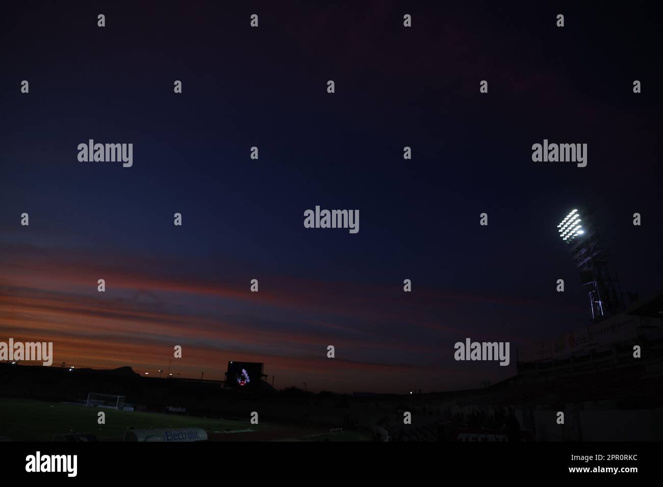 Lamps, luminaires and LED lights at sunset in the Hereo de Nacozari ...