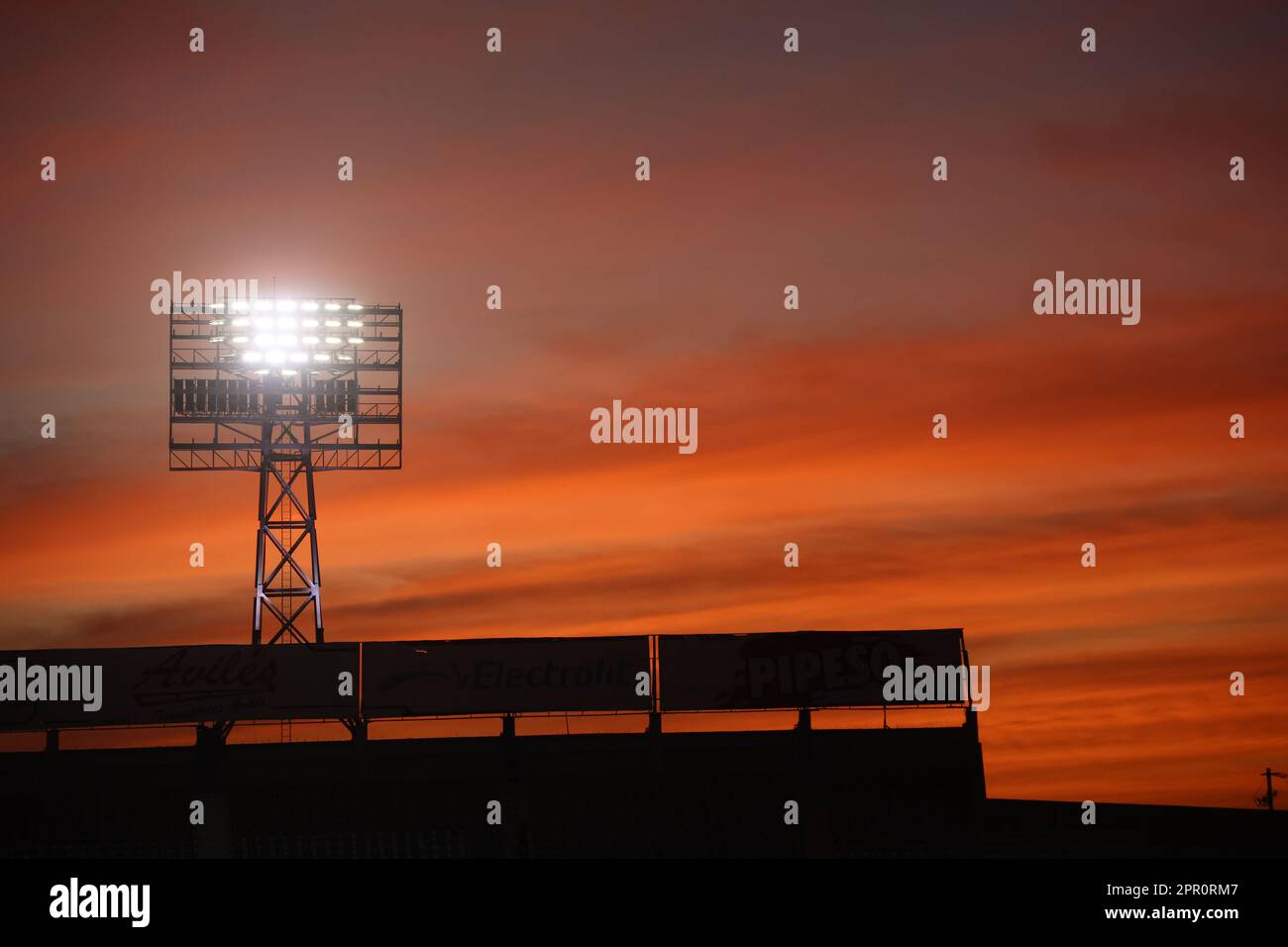 Lamps, luminaires and LED lights at sunset in the Hereo de Nacozari ...