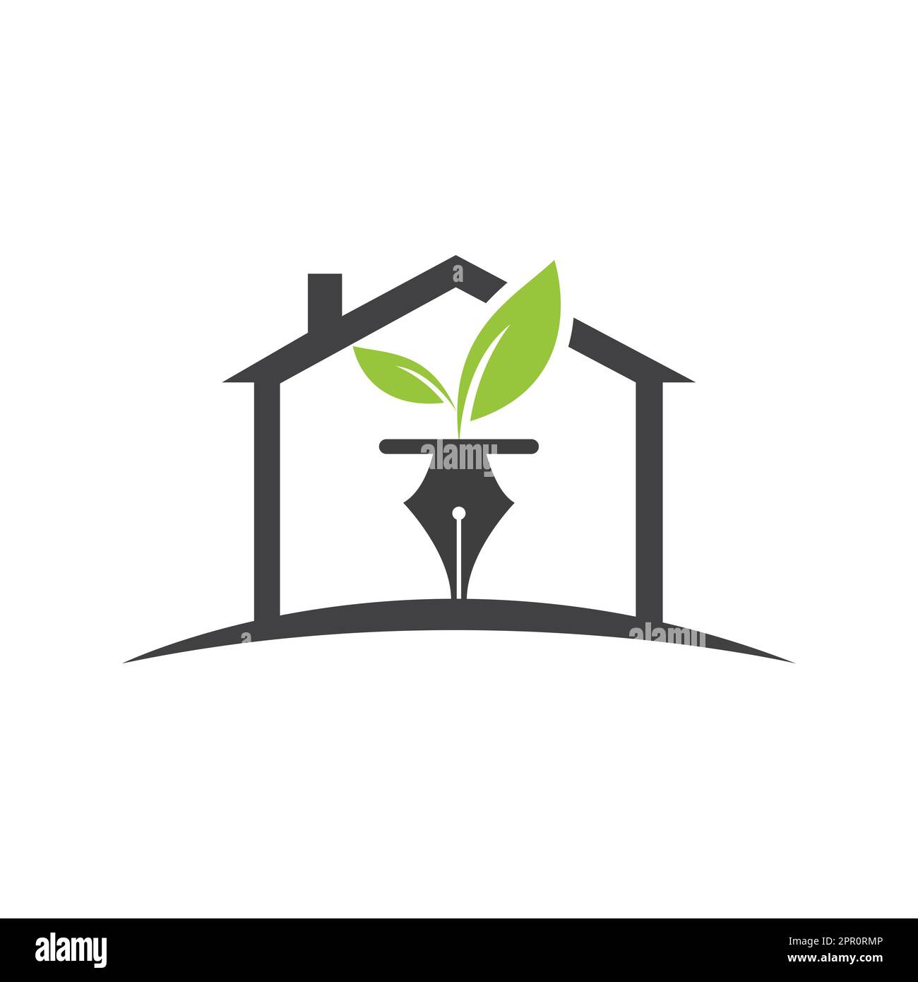 Leaf and pen logo design. Education and writer community Logo. Home ...