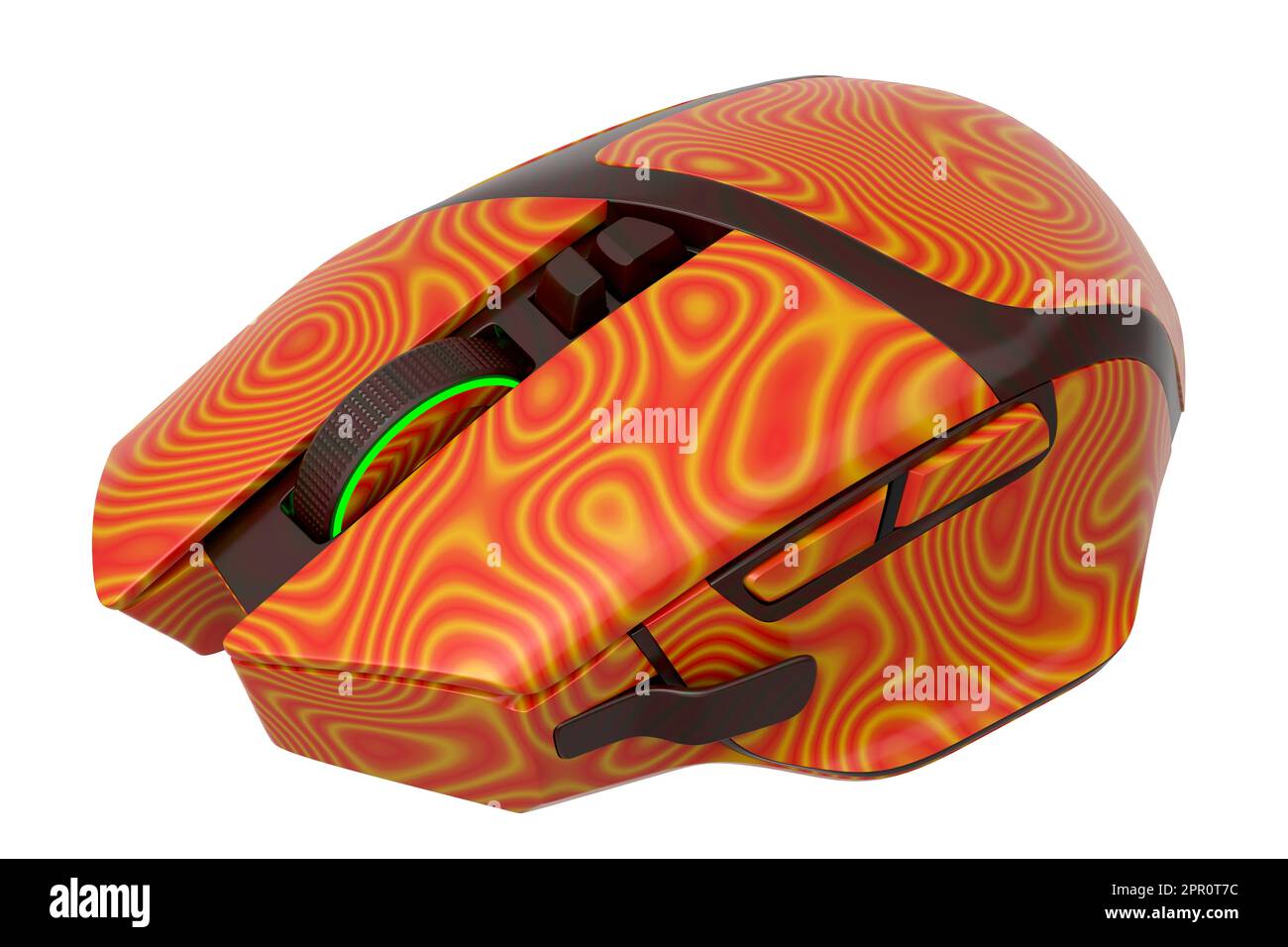 Wireless gaming computer mouse with seamless wavy pattern on white ...