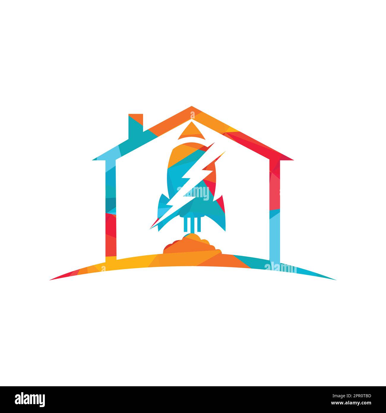 Electric rocket vector logo design. Rocket with thunderbolt and home ...