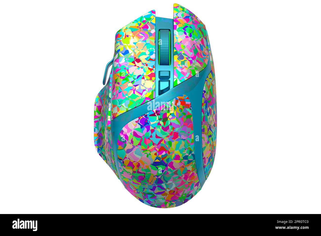 Wireless gaming computer mouse with mosaic seamless pattern on white ...