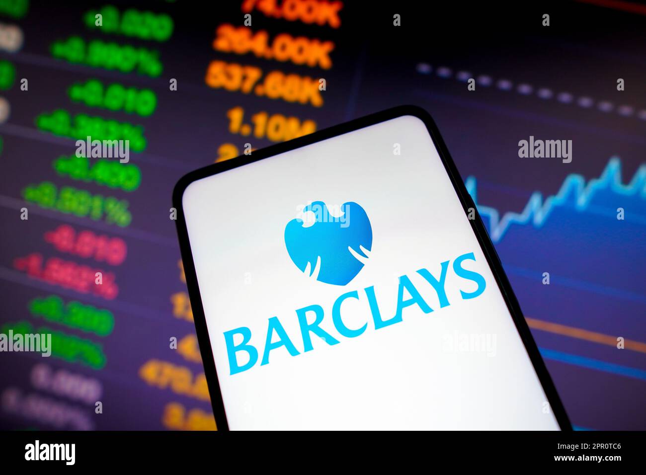In this photo illustration, the Barclays logo is displayed on a ...