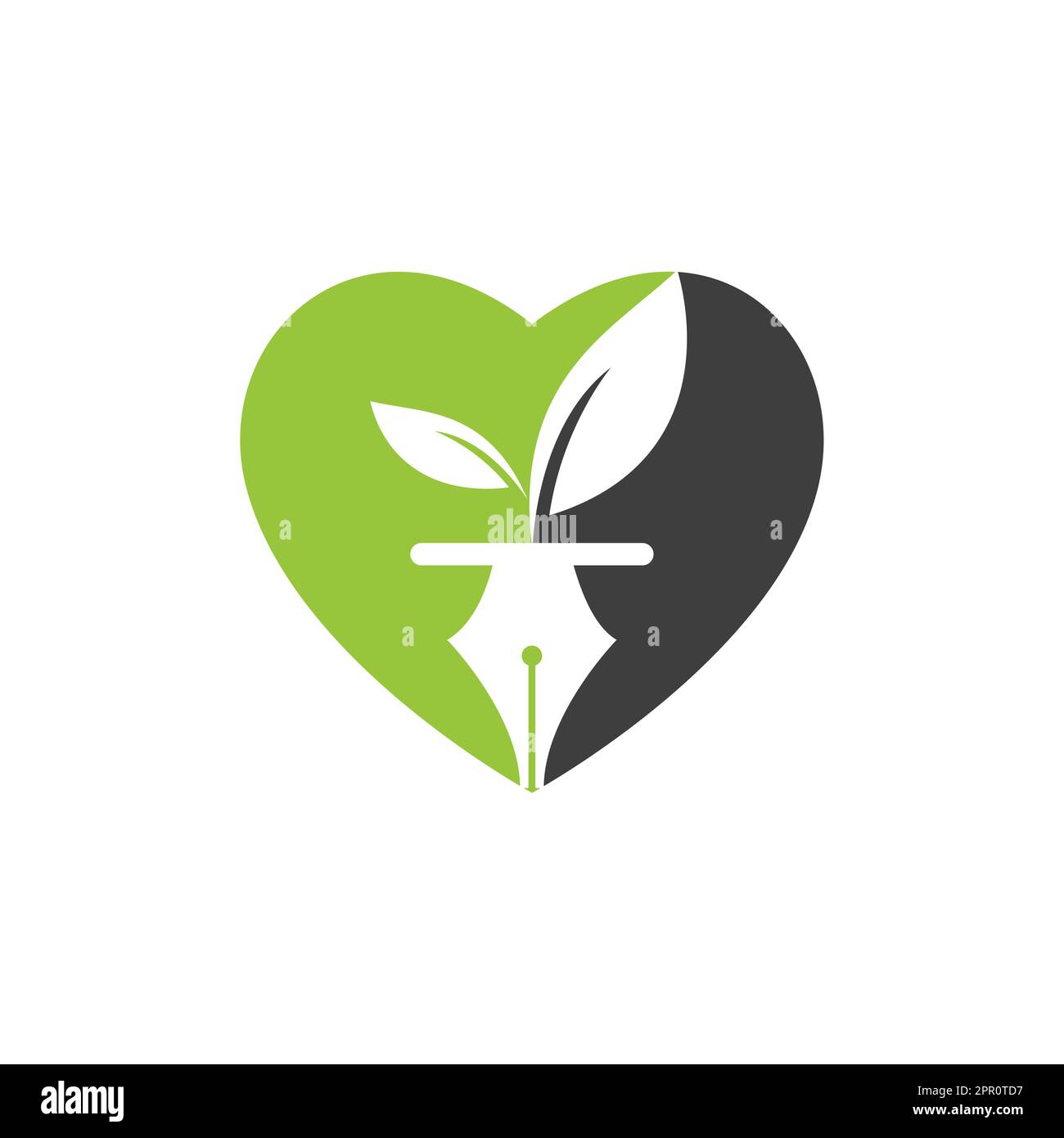 Leaf and pen logo design. Education and writer community Logo. Heart ...