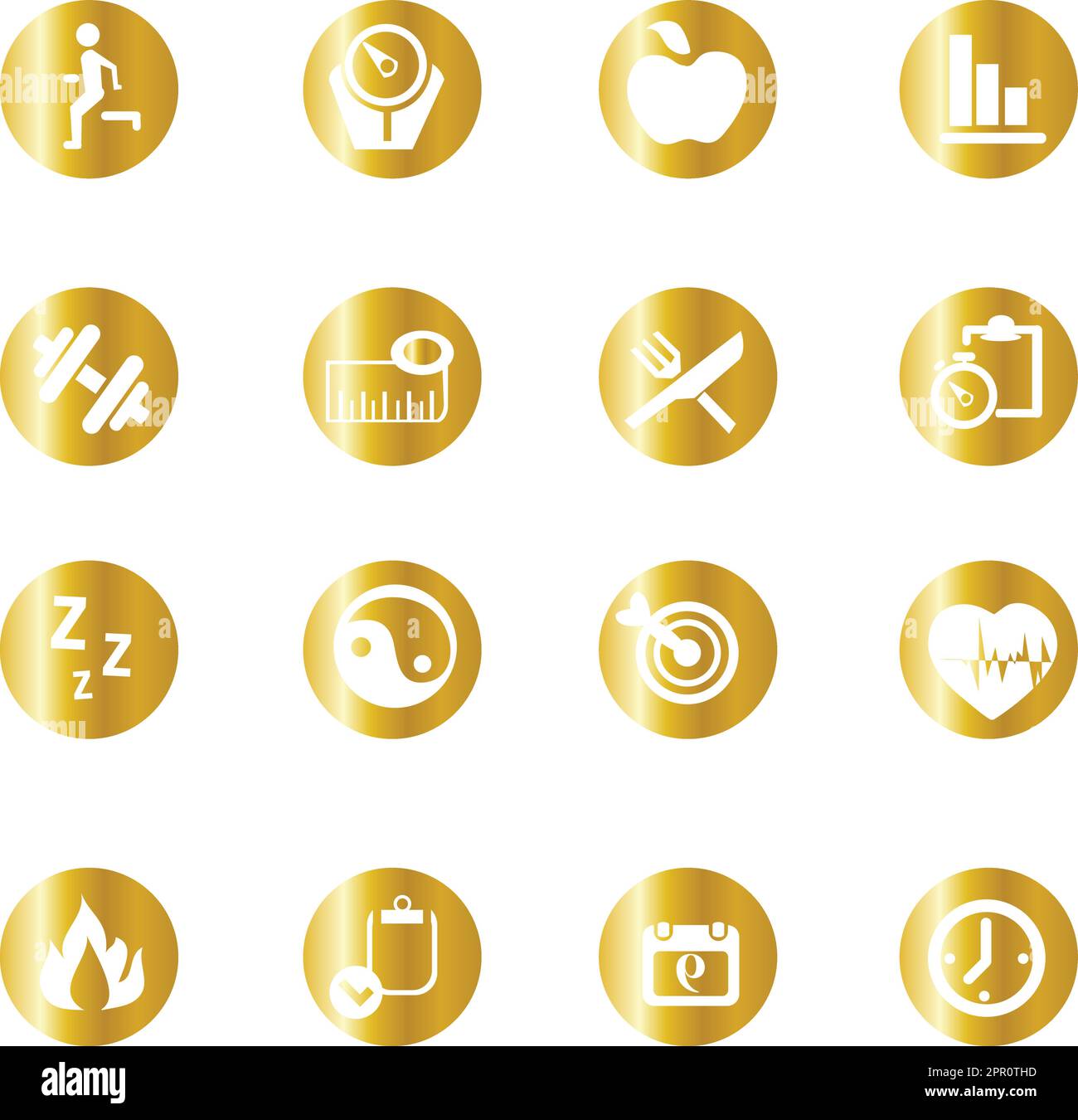 Gold fitness icons isolated on white background Stock Vector Image ...