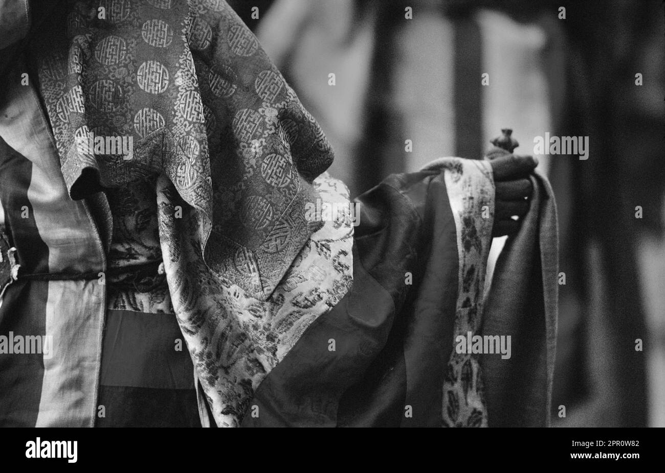 TANTRIC DANCER, in silk costume, holding purba (ritual dagger) in hand ...