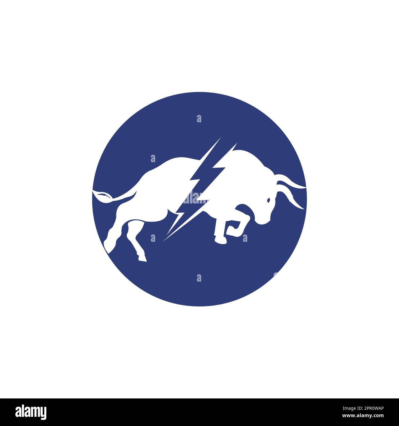 Bull with thunder logo design. Flash electric energy in bull Stock ...