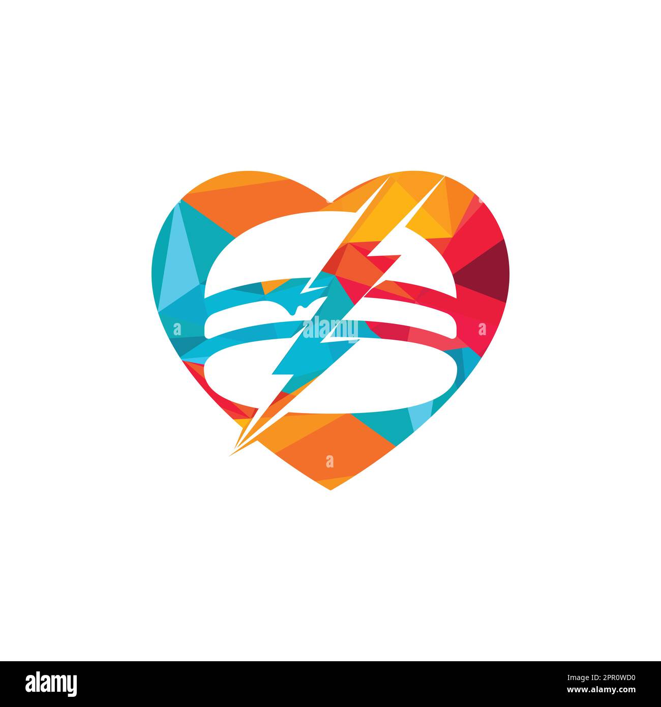 Flash burger vector logo design. Burger with thunderstorm and heart ...