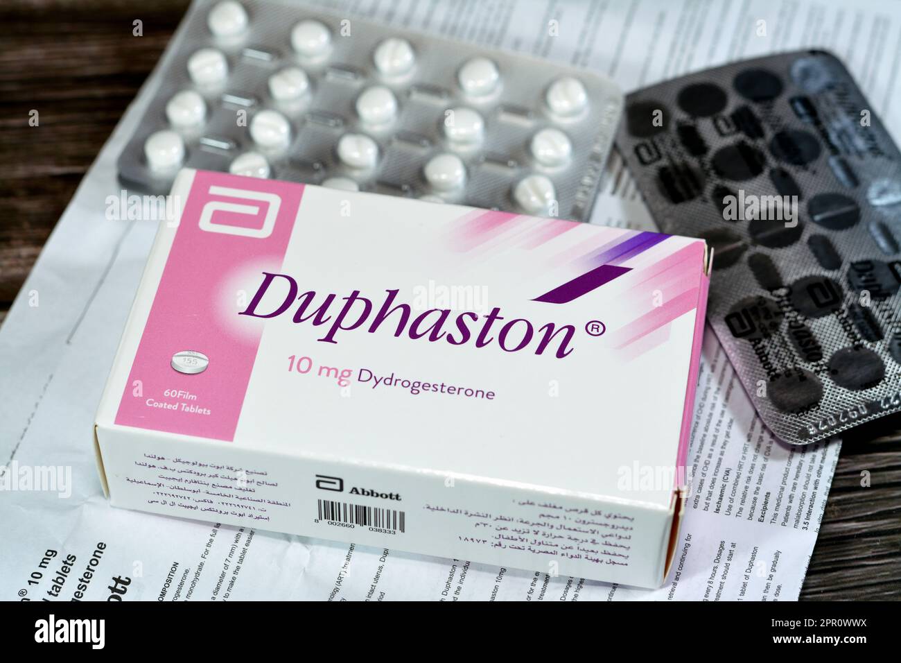 Cairo, Egypt, April 18 2023: Duphaston 10mg tablets Dydrogesterone ...
